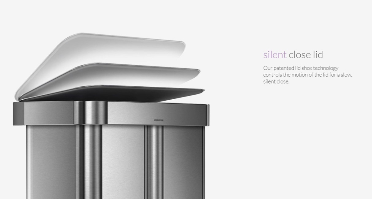 פח דוושה רחבה מלבני נירוסטה 45 ליטר סימפלהיומן Simplehuman - לויזון מרקט - Levizon Market