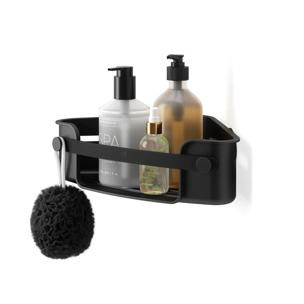 מדף אמבטיה פינתי Flex Gel שחור אומברה UMBRA - לויזון מרקט - Levizon Market
