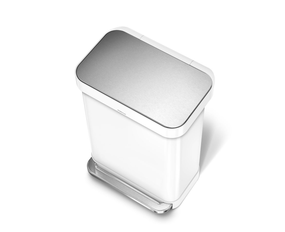 פח דוושה רחבה מלבני, לבן 55 ליטר סימפלהיומן Simplehuman - לויזון מרקט - Levizon Market