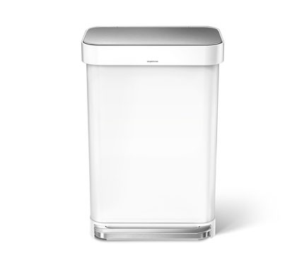 פח דוושה רחבה מלבני, לבן 55 ליטר סימפלהיומן Simplehuman - לויזון מרקט - Levizon Market
