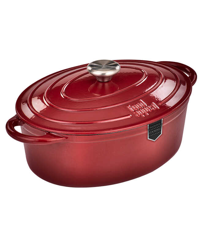 סיר אובלי יציקת ברזל 33.5X12 ס"מ 4.6 ליטר HERITAGE אדום FOOD APPEAL - לויזון מרקט - Levizon Market